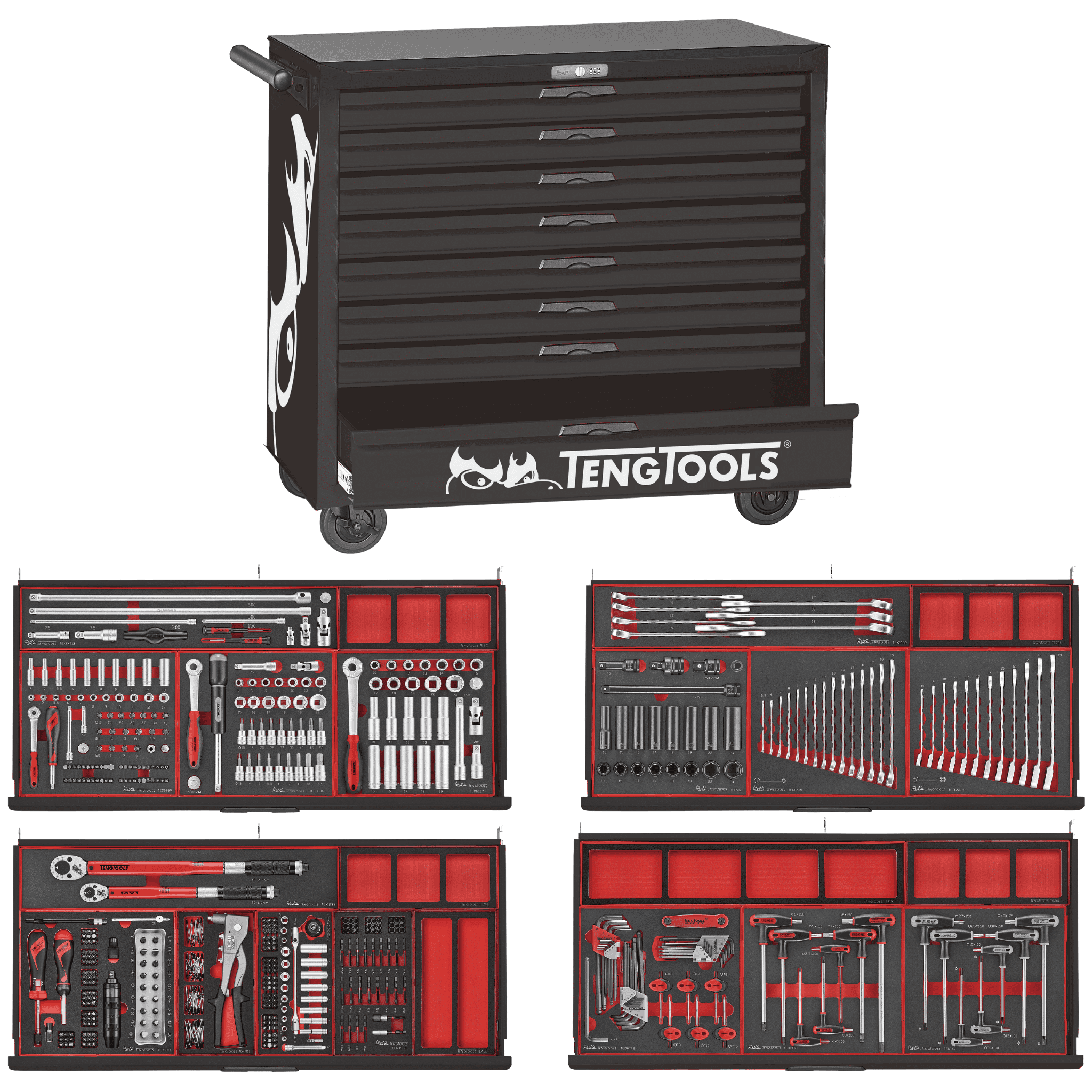 Teng Tools 637 Piece 'Limited Edition' Black Roller Cabinet Workstation ...