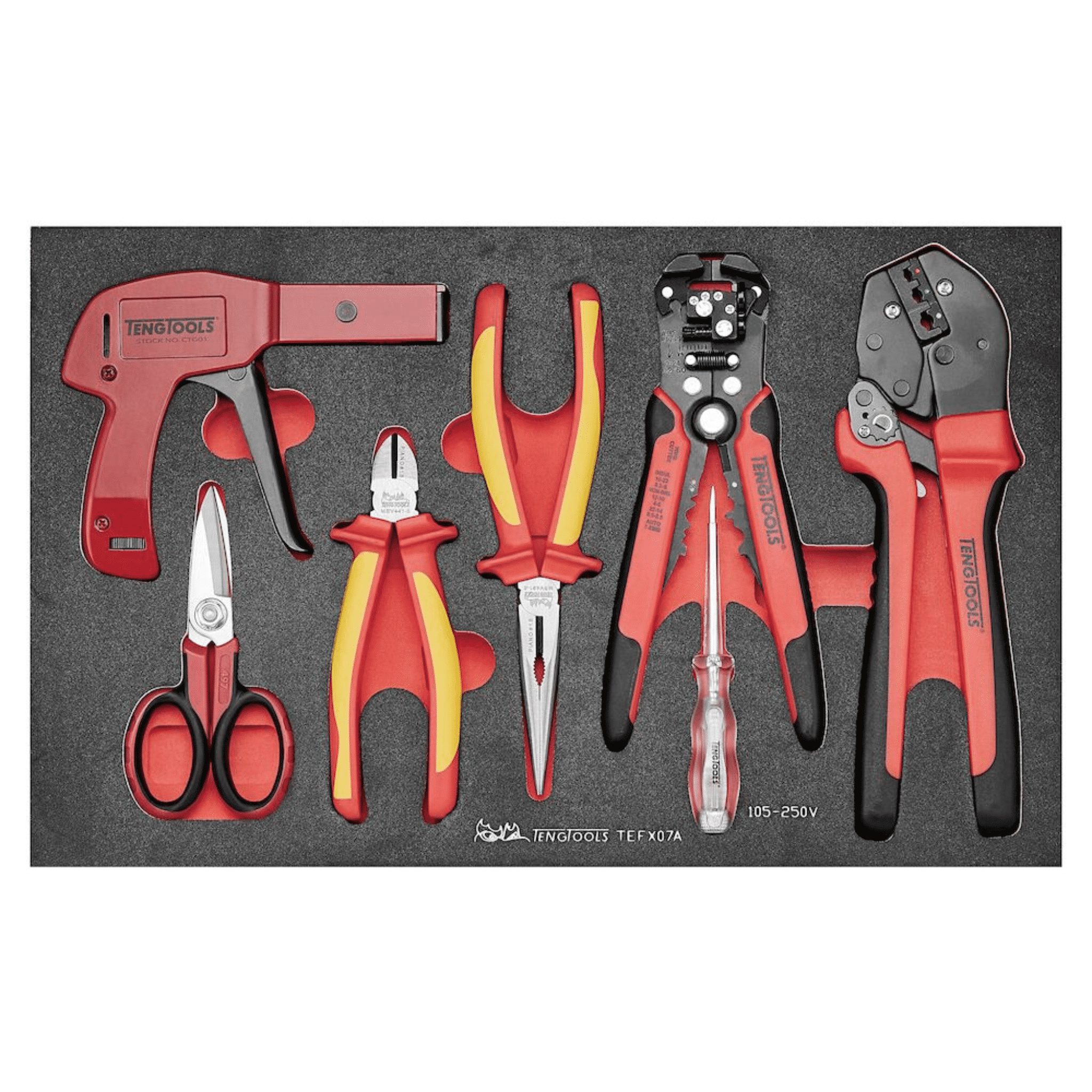 Teng Tools 7 Piece Insulated Plier, Voltage Tester, Cable Tie Gun ...