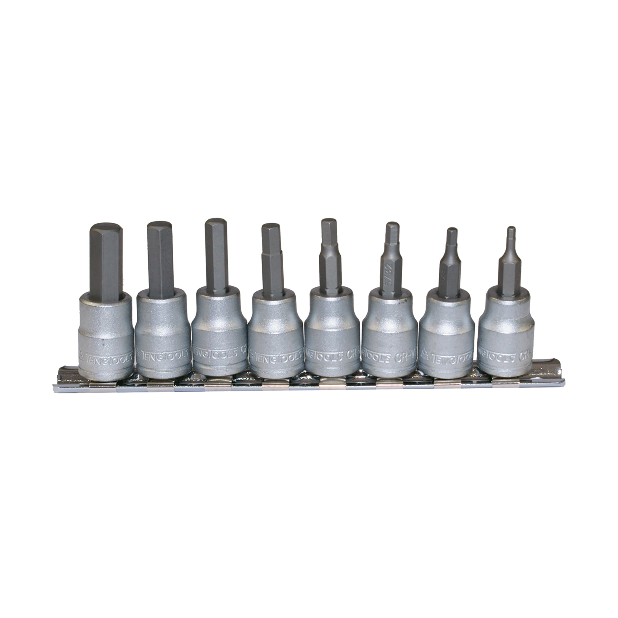 Teng Tools 8 Piece 3/8 Inch Drive SAE Hex Bit Socket Set (3/32 Inch - 3 ...