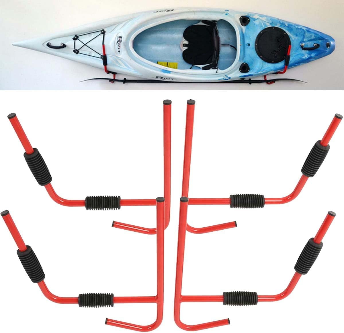 Tengchang 2 Pair Wall Mount Kayak Storage Rack Surfboard Steel Ladder ...