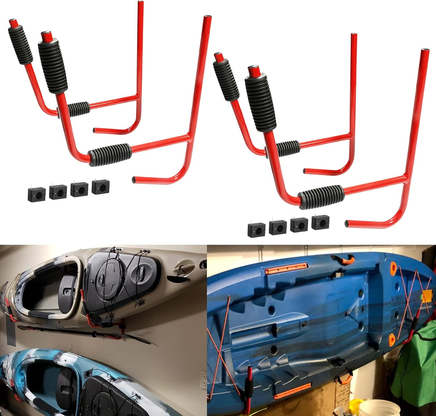 Tengchang Kayak Storage Rack, 2 Pair Kayak Wall Mount Racks Surfboard ...