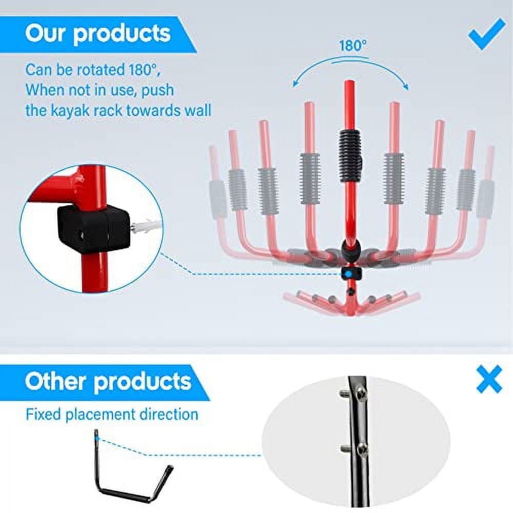 Tengchang Kayak Storage Rack, 2 Pair Kayak Wall Mount Racks Surfboard ...