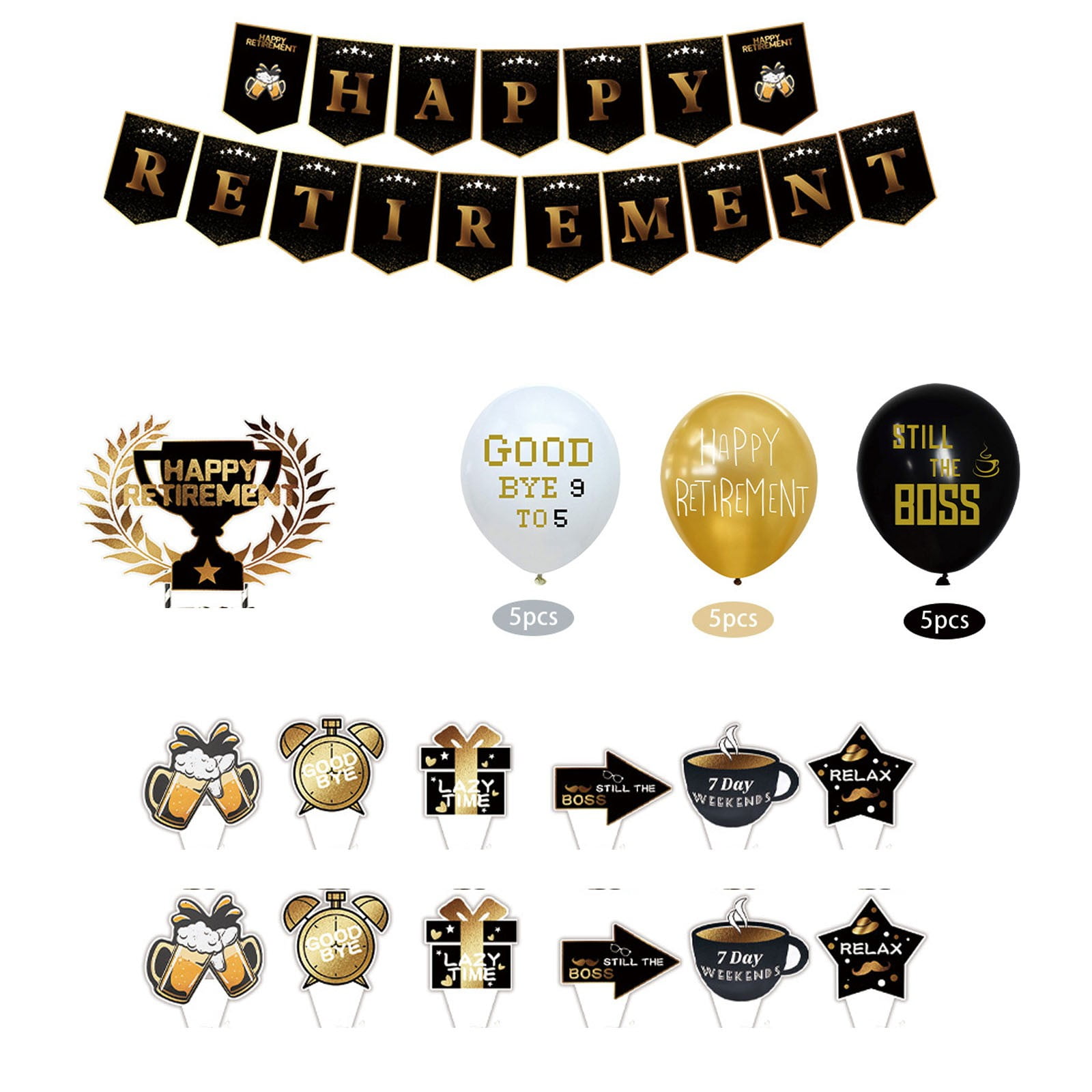 Tengma Decor Home Happy Retirement Party Decorations Supplies 33 Pieces ...