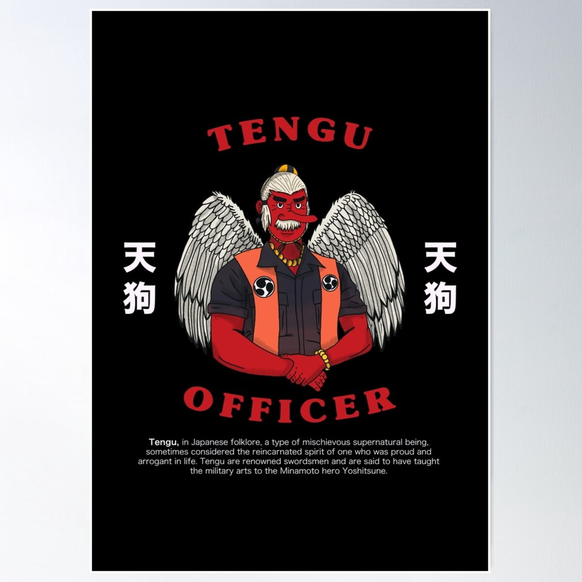 Tengu Officer Japanese Folklore Poster Wall Art, Modern Wall Decor For ...