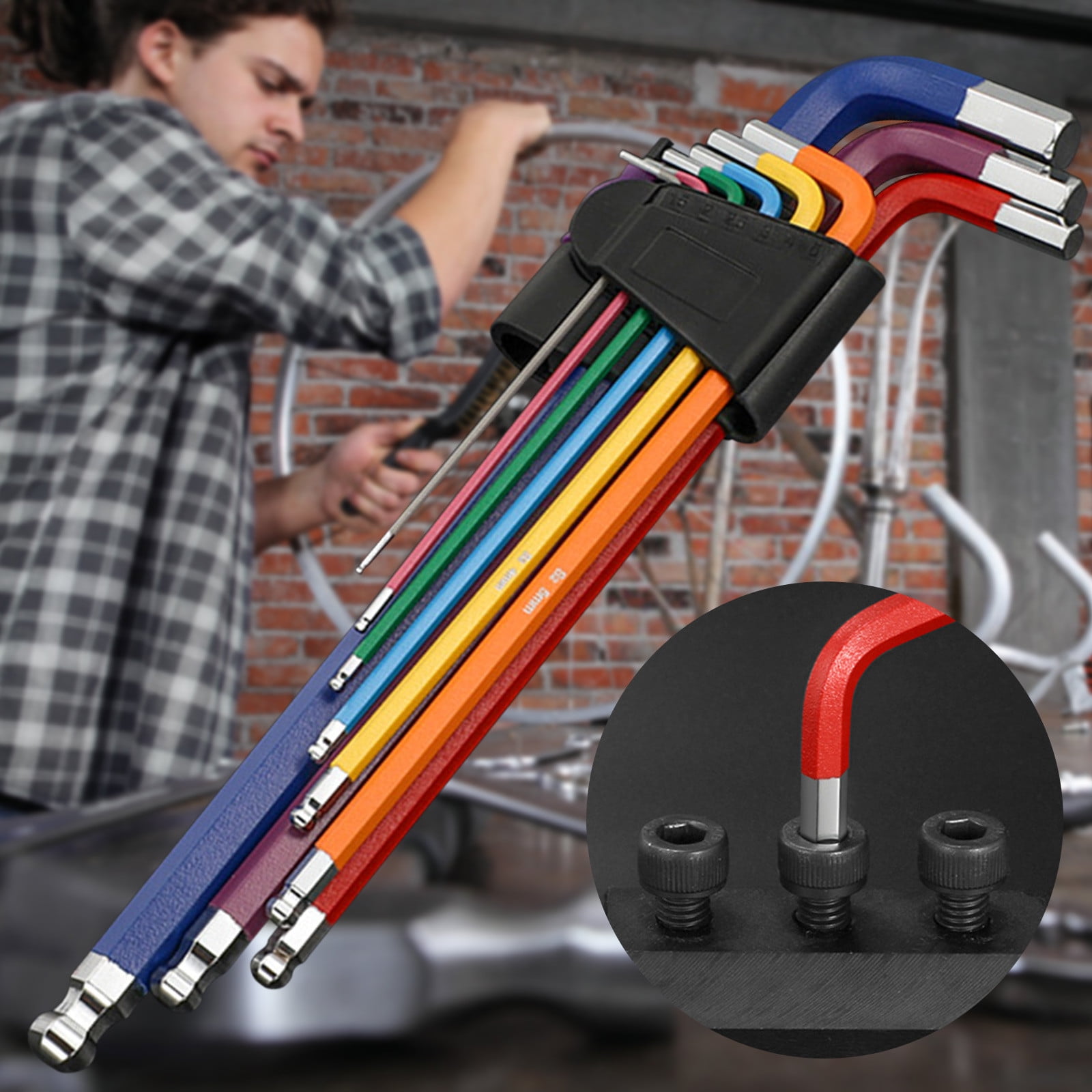 Tengw Hex Key Set 9Pc Metric Allen Key Set 1.5-10Mm Long End Hex Wrench ...