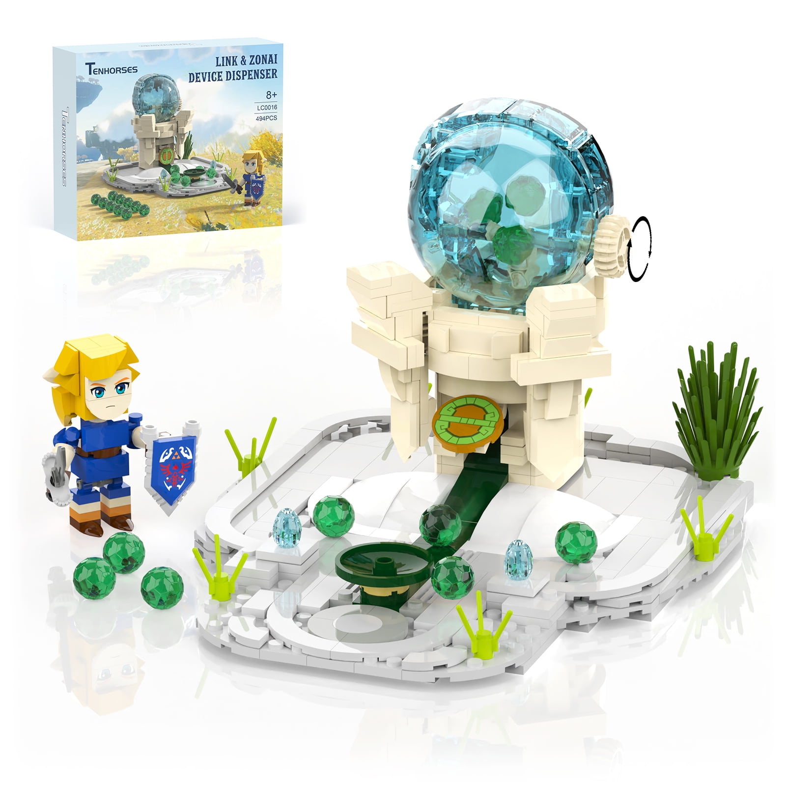 Tenhorses Link Zonai Device Dispenser Building Set, BOTW Link Sword ...