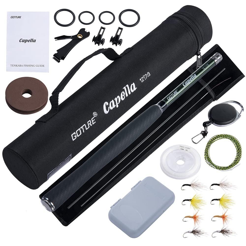 Tenkara 12FT Fishing Rod Set, Telescopic Pole with Tackle Box, Travel ...