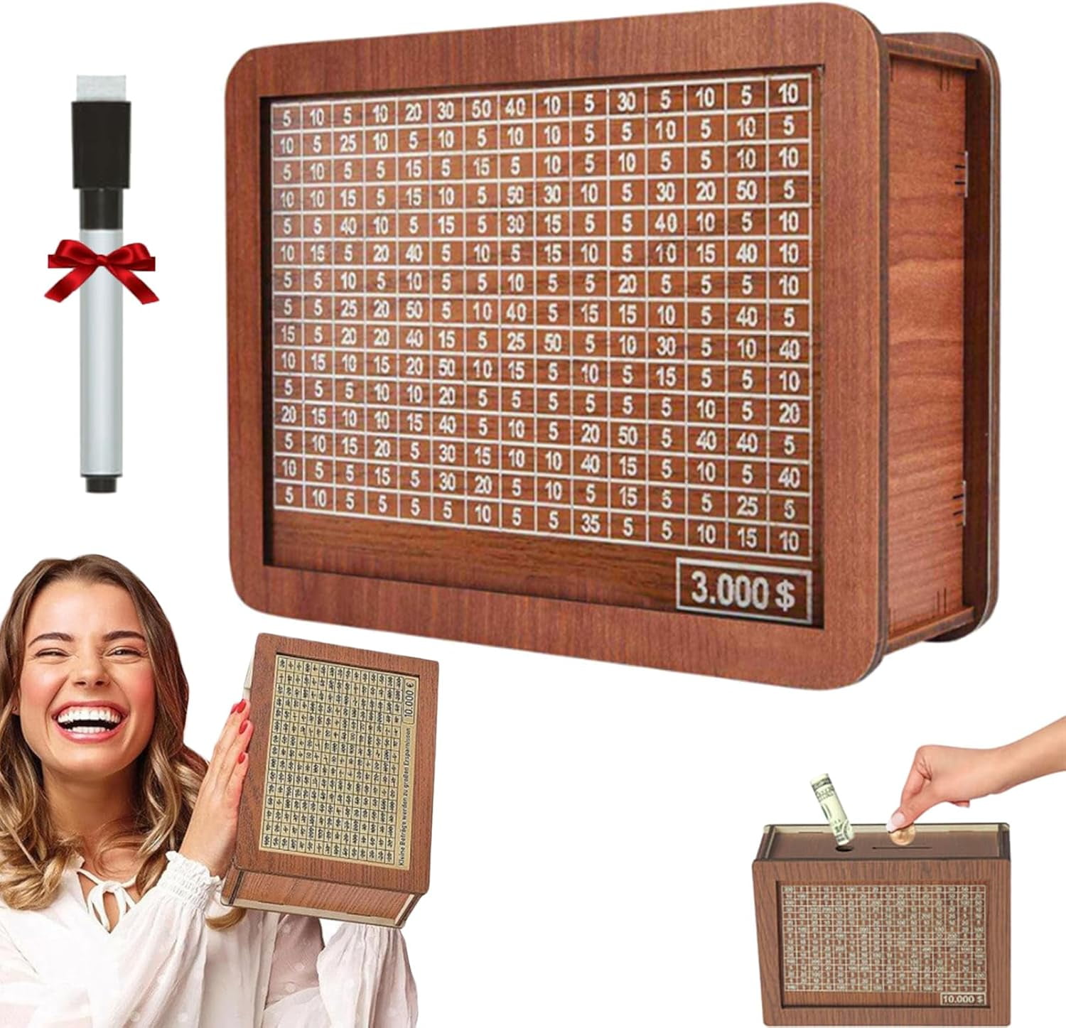 Tenkaybox Money 10000, Tenkaybox for Saving Money, Wooden Coin Digital ...