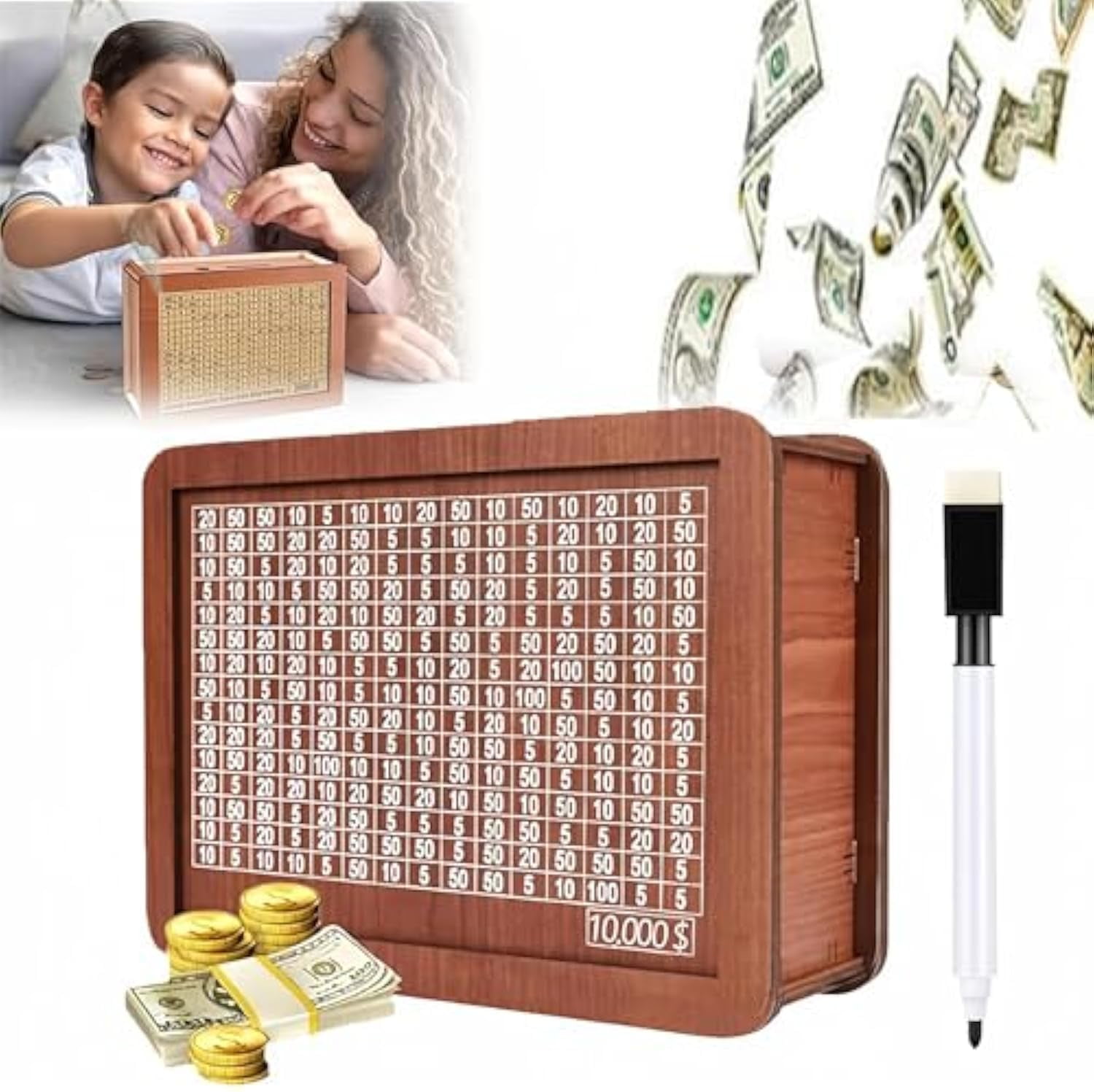 Tenkaybox Money, 2025 New Wooden Cash Saver Money Box, Tenkay Box Money ...