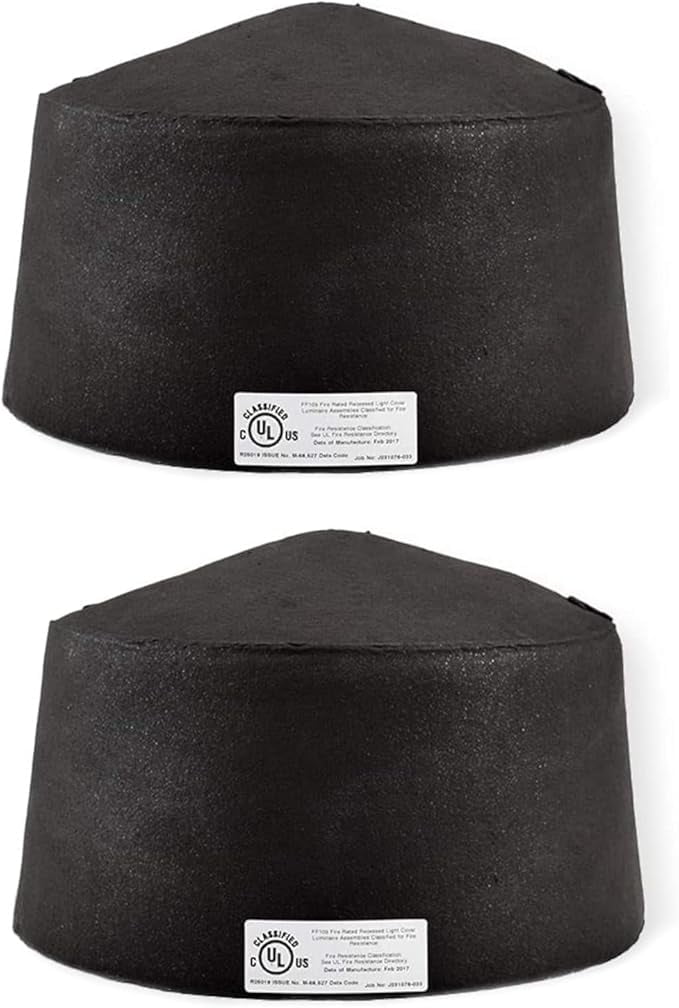 Tenmat FF109-300 One Hour UL Fire Rated Recessed Light Cover, Black ...