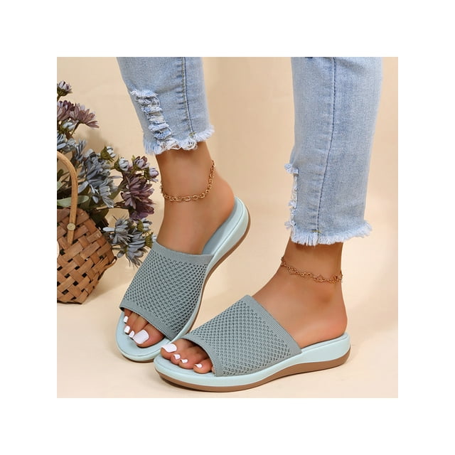 Tenmix Casual Womens Sandals Low Wedge Mules Slides Shoes Open Toe ...