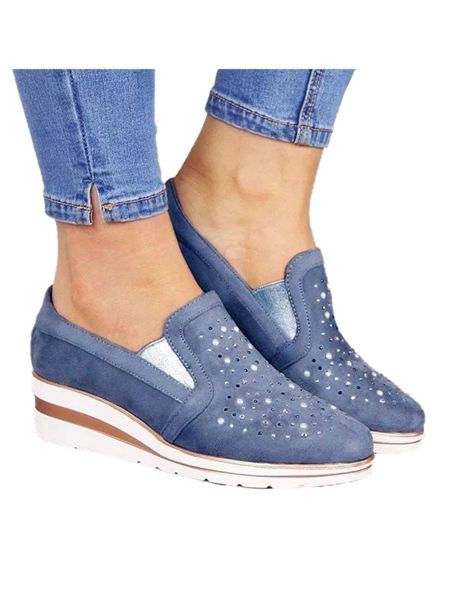 Tenmix Women's Loafers Slip On Wedges Sneakers Outdoor Comfortable ...