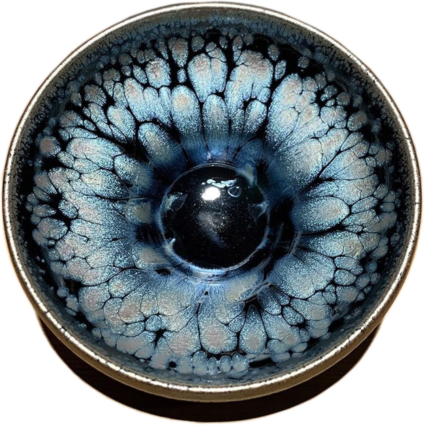 Tenmokus Tea Cup Handmade with Good Glaze, Blue 4.4oz / 130ml Porcelain, Chinese Traditional ...