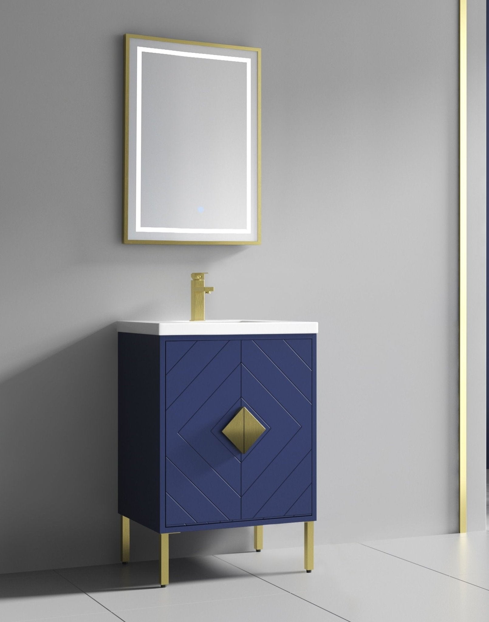 Tennant Brand 24" Modern Style Navy Blue Eileen Bathroom Sink Vanity ...