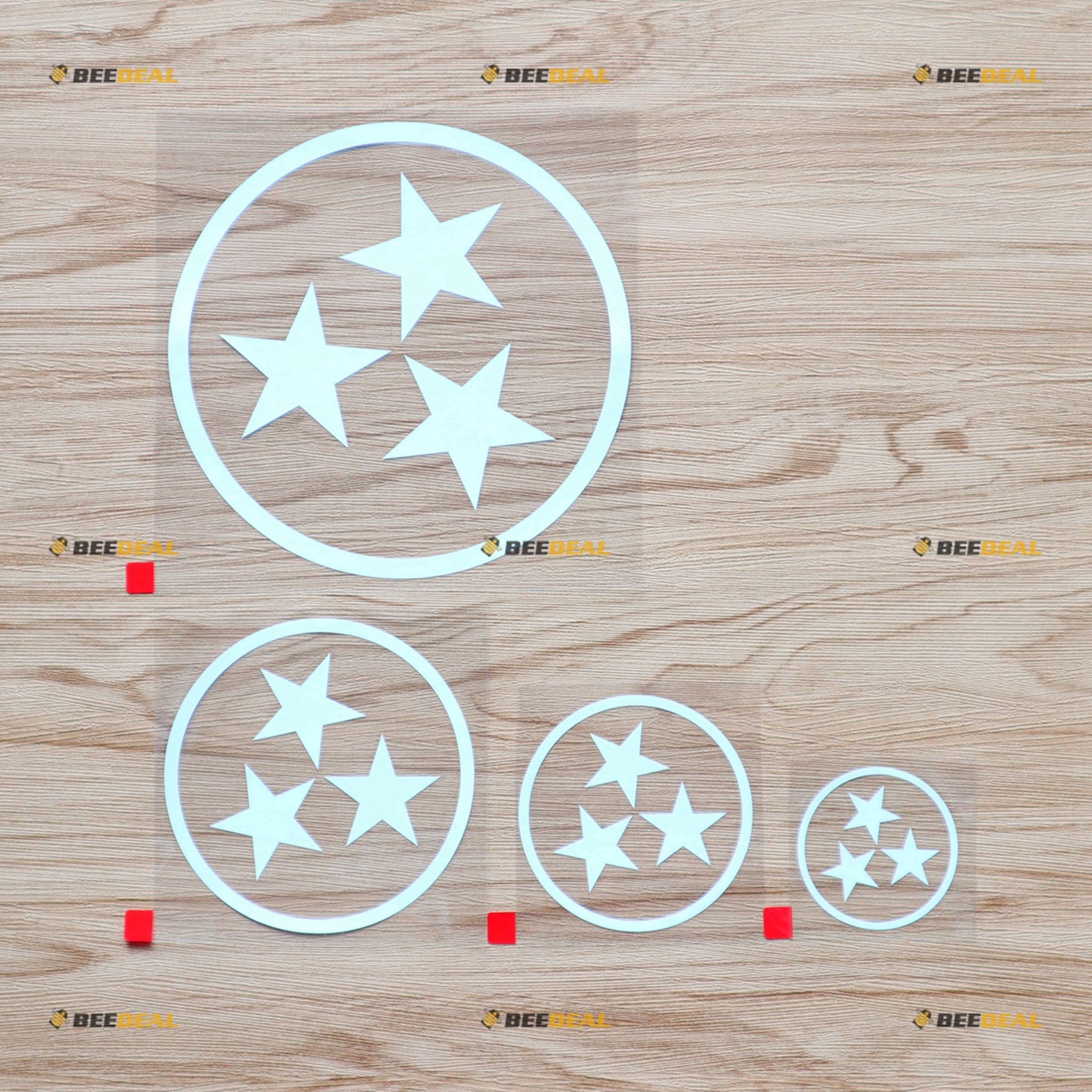 Tennessee Flag 3 Stars Round Vinyl Decal Sticker - 4 Pack White, 2 ...