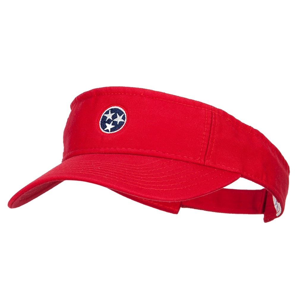 Tennessee Flag Logo Embroidered Pro Style Cotton Washed Visor - Red ...