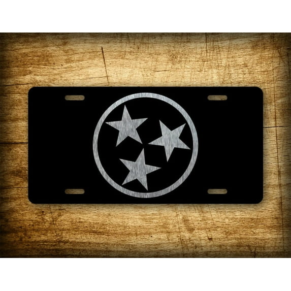 Tennessee Flag Silhouette License Plate TN Silver Flag Brushed Aluminu ...