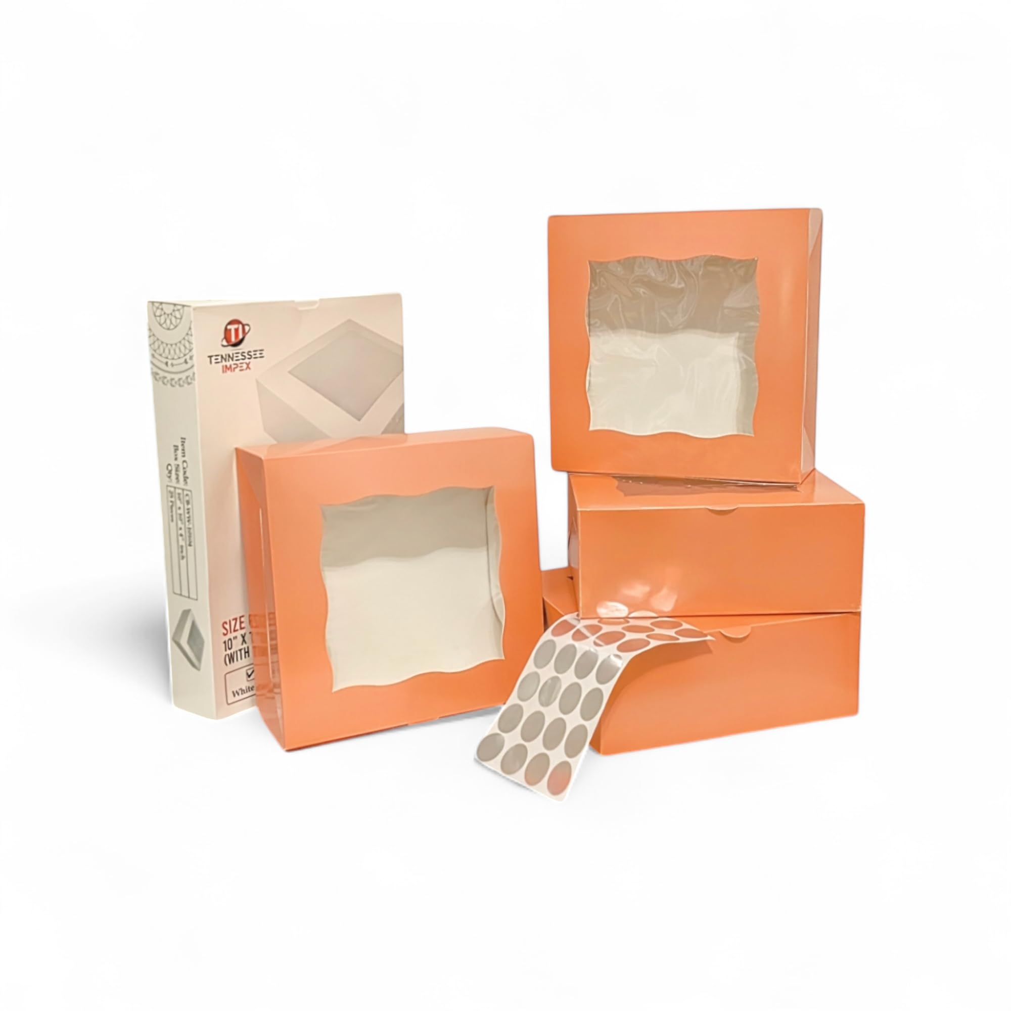 Tennessee IMPEX 25 Pink Cake Boxes (Peachish Pink), Clear Window ...