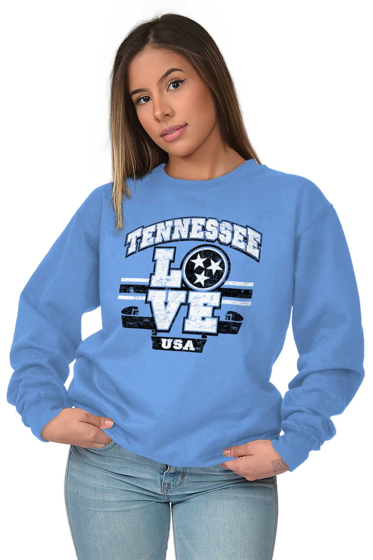 Tennessee Love TN Pride State Flag Women Crewneck Sweatshirt Brisco ...