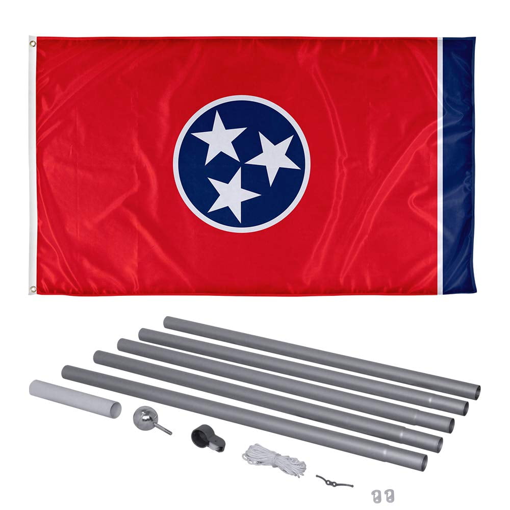 Tennessee State Flag and 20ft Flagpole with PVC Ground Insert Included ...
