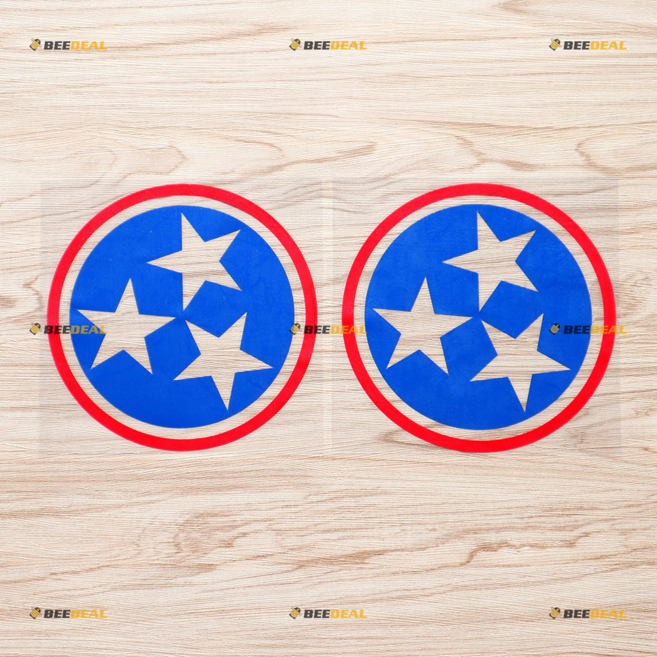 Tennessee State Flag 3 Stars Decal Vinyl Sticker - 2 Pack Red+Blue, 6 ...