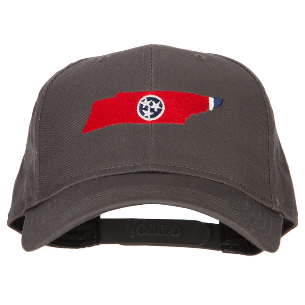 Tennessee State Flag Map Embroidered Solid Cotton Pro Cap - Charcoal ...