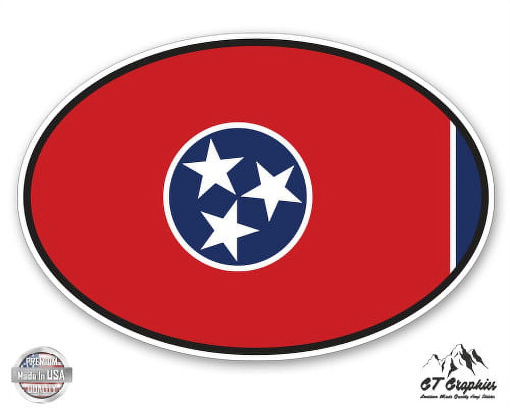 Tennessee State Flag Oval - 5" Vinyl Sticker - For Car Laptop I-Pad ...