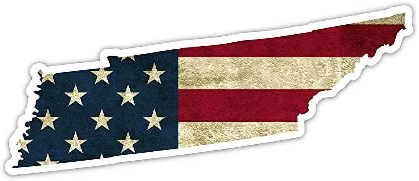 Tennessee State Shaped US Flag American Flag Vinyl Bumper Sticker Decal ...