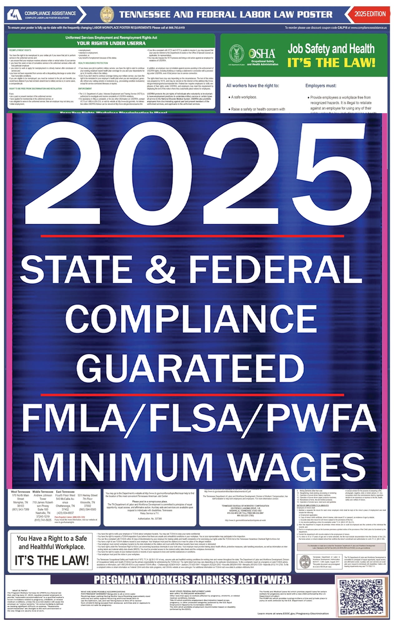 Tennessee (TN) 2025 State Labor Law Poster - State, Federal and OSHA ...