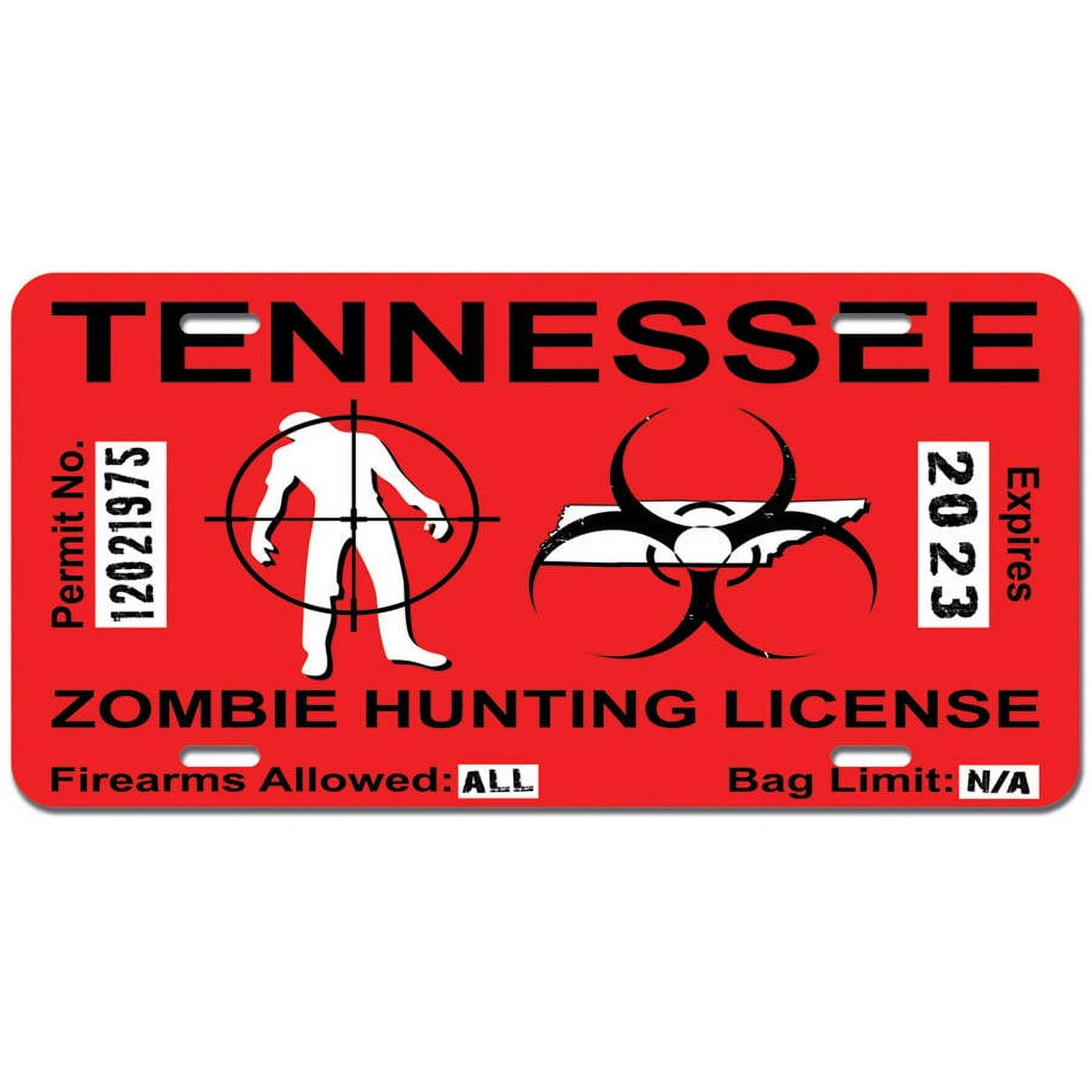 Tennessee TN Zombie Hunting License Permit Red - Biohazard Response ...