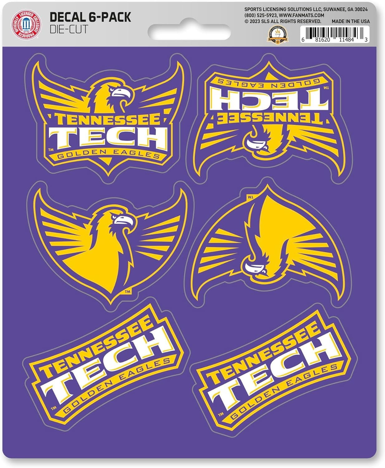 Tennessee Tech University Golden Eagles 6-Piece Decal Sticker Set, 5x6 ...