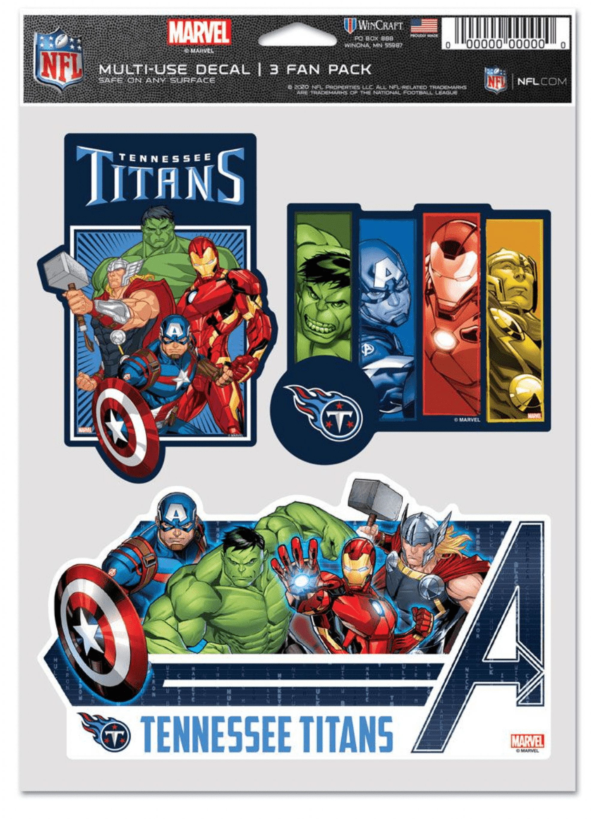 Tennessee Titans Marvel Multi-Use Decal 3 Fan Pack - Walmart.com