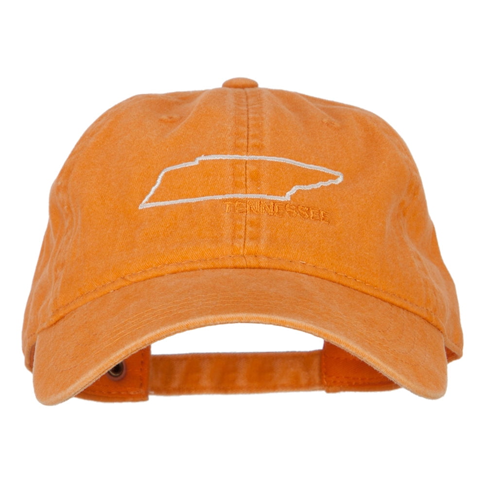 Tennessee with Map Outline Embroidered Washed Cotton Twill Cap - Orange ...