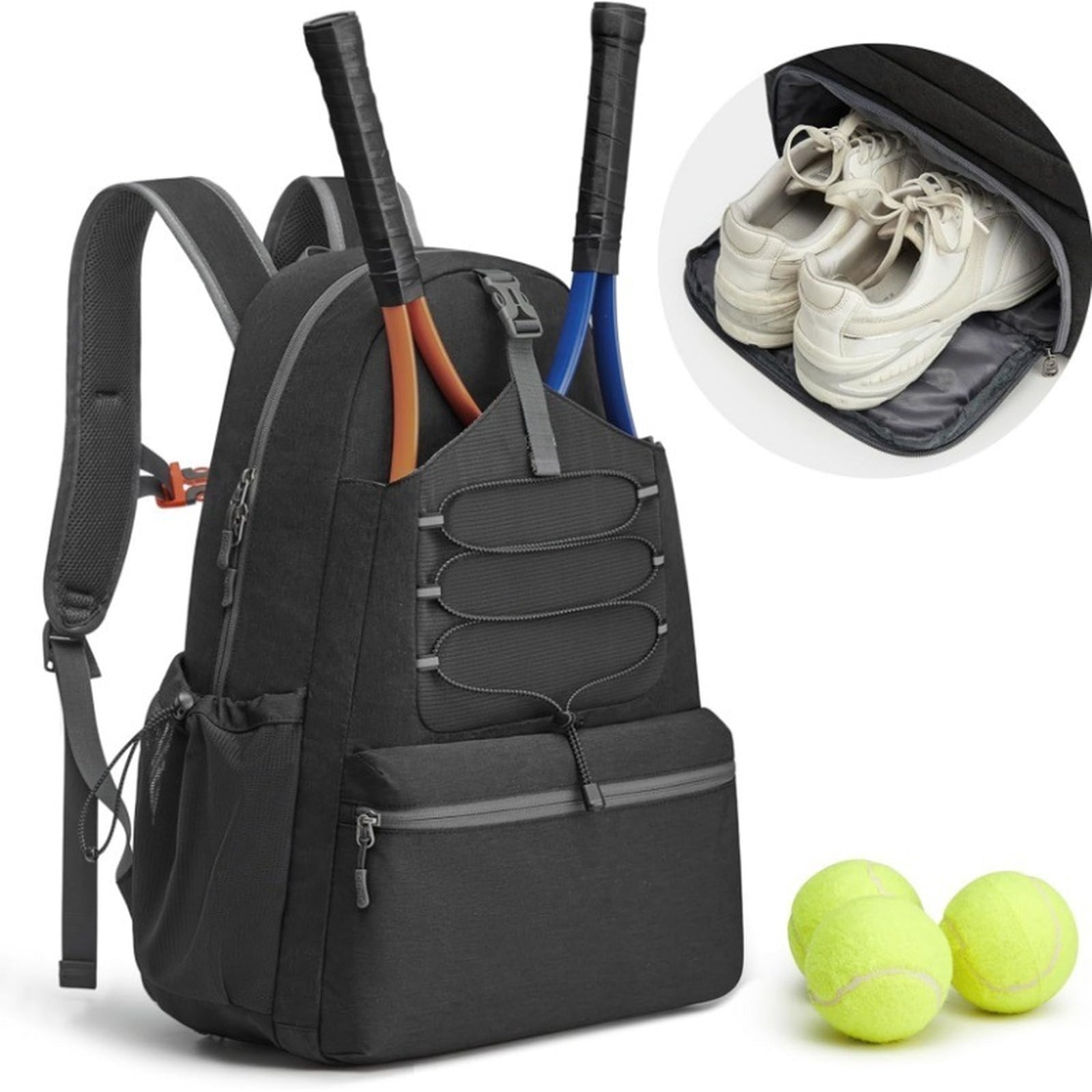 Tennis Backpack Sports Equipment Bag with Ball Pocket and Water Bottle ...
