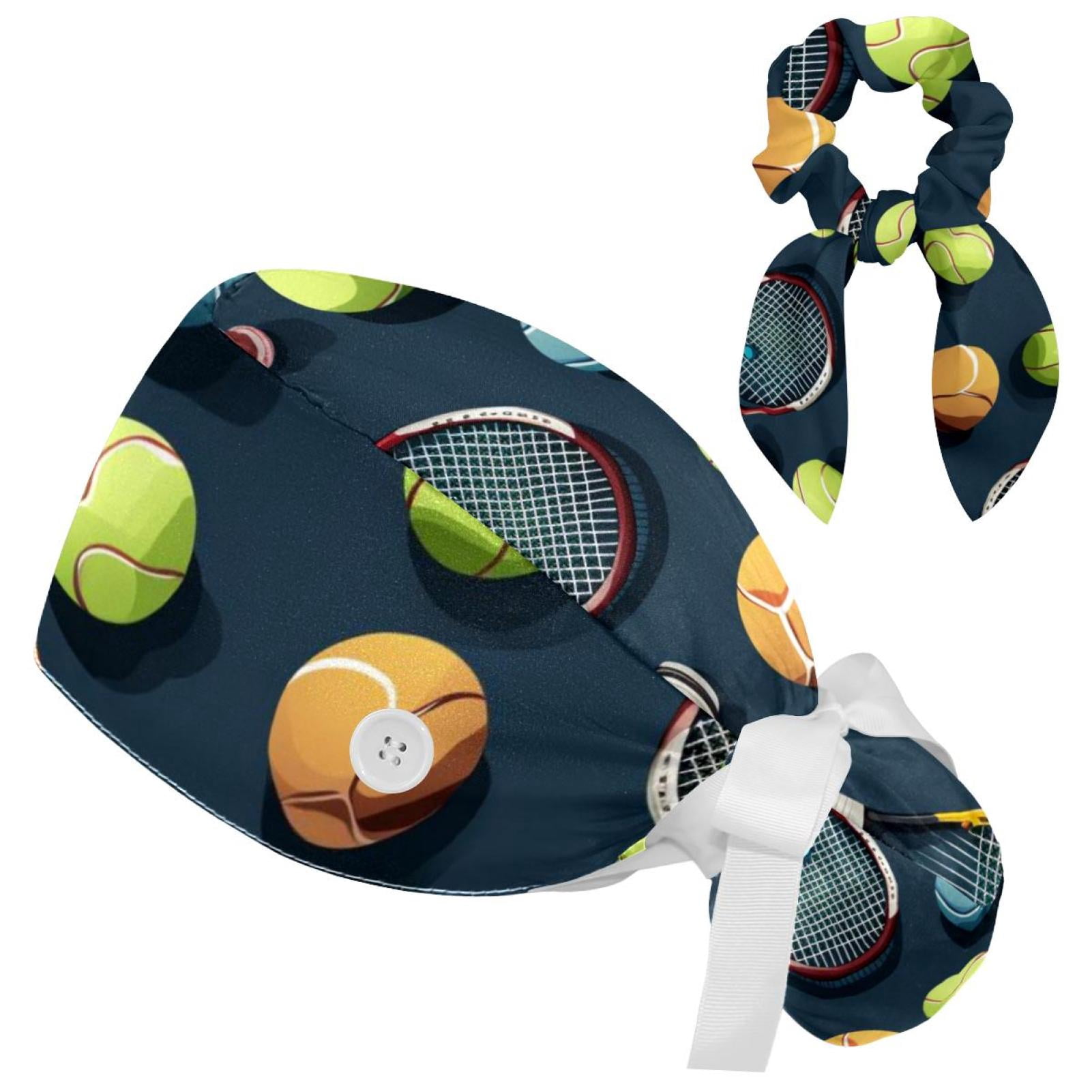 Tennis Ball Adjustable Scrub Cap Hat with Button, Working Hat Sweatband ...