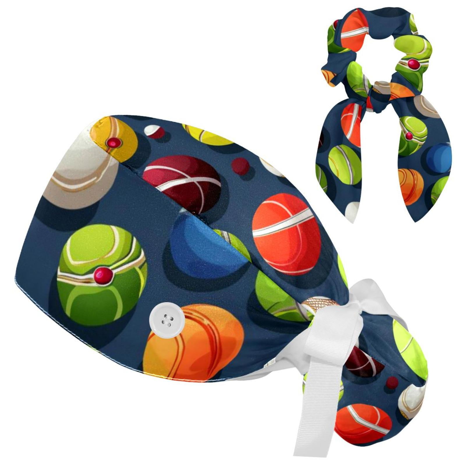 Tennis Ball Adjustable Women Working Cap with Bow Hair Scrunchy ...