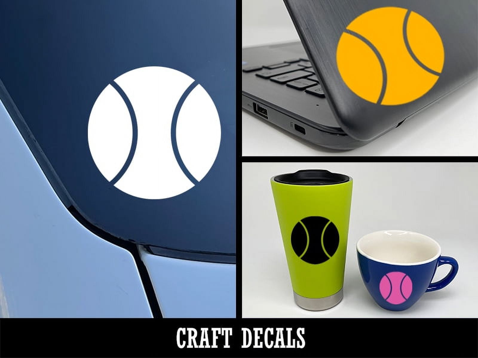 Tennis Ball Craft Vinyl Indoor Outdoor Decal Sticker - Black - 5 Inch ...