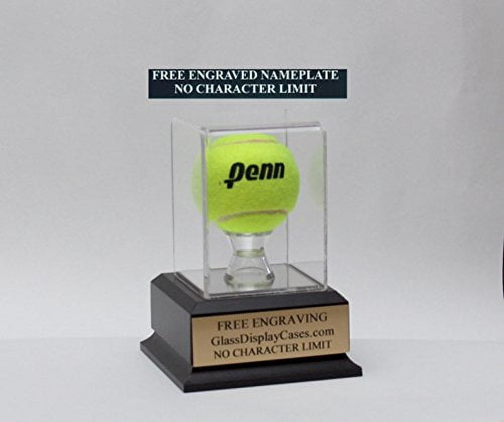 Tennis Ball Personalized Acrylic Display Case with Black Finish Wood ...