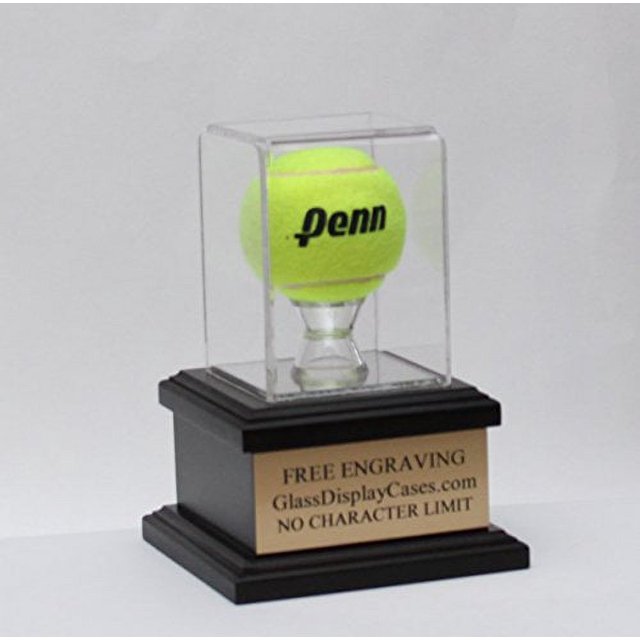 Tennis Ball Personalized Acrylic Display Case with Black Hardwood ...