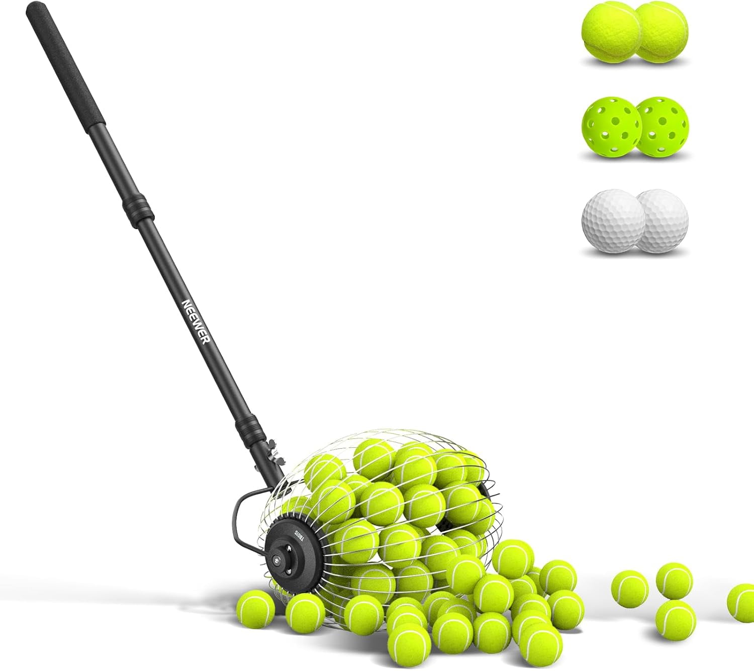 Tennis Ball Pickleball Collector Roller, No Bending Over Quick Rolling ...