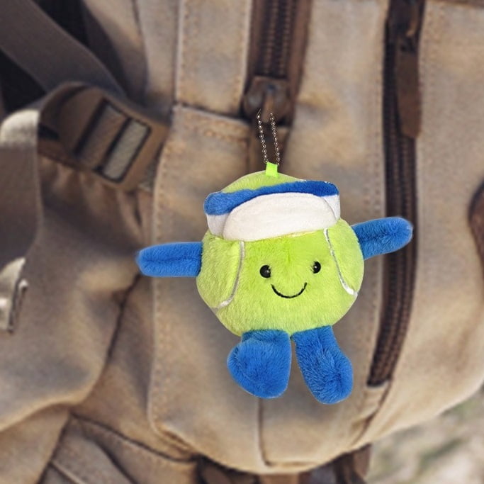 Tennis Ball Plush Keychain with Hat – Cute Keychain Plush for Backpacks ...