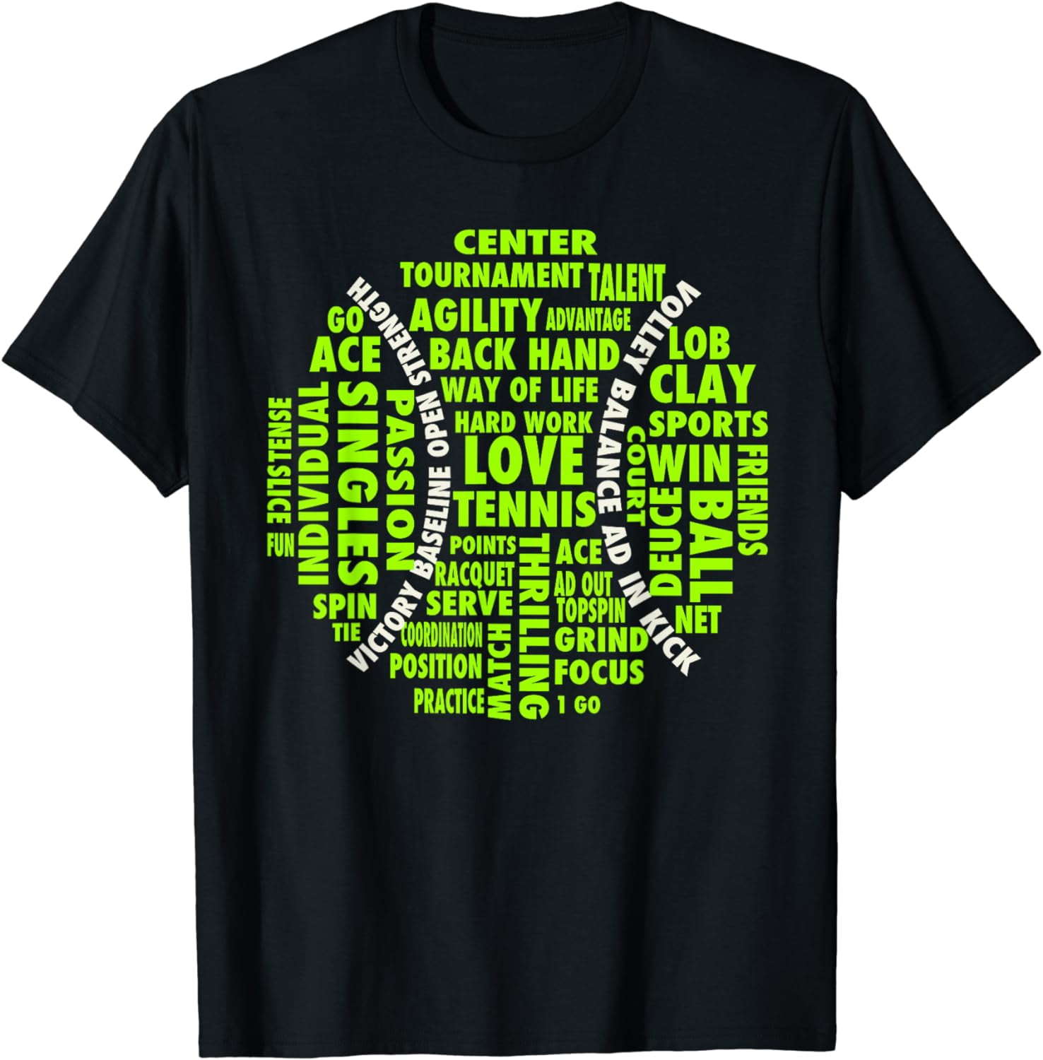 Tennis Ball Word Cloud Shirt | Cool Tennis Players Tee Gift - Walmart.com