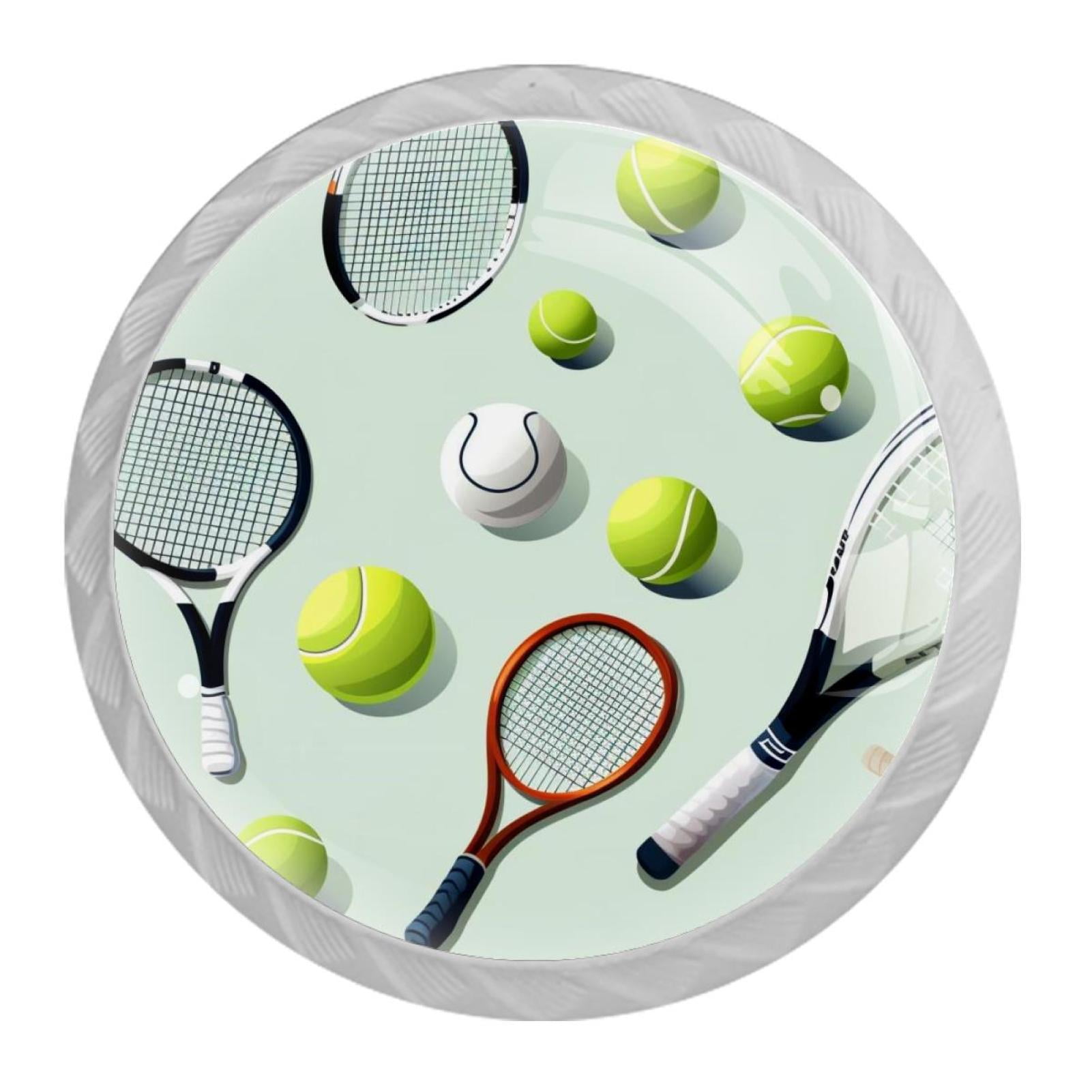 Tennis Balls Racket Painted Drawer Knobs, 4 Piece Set Decorative ...