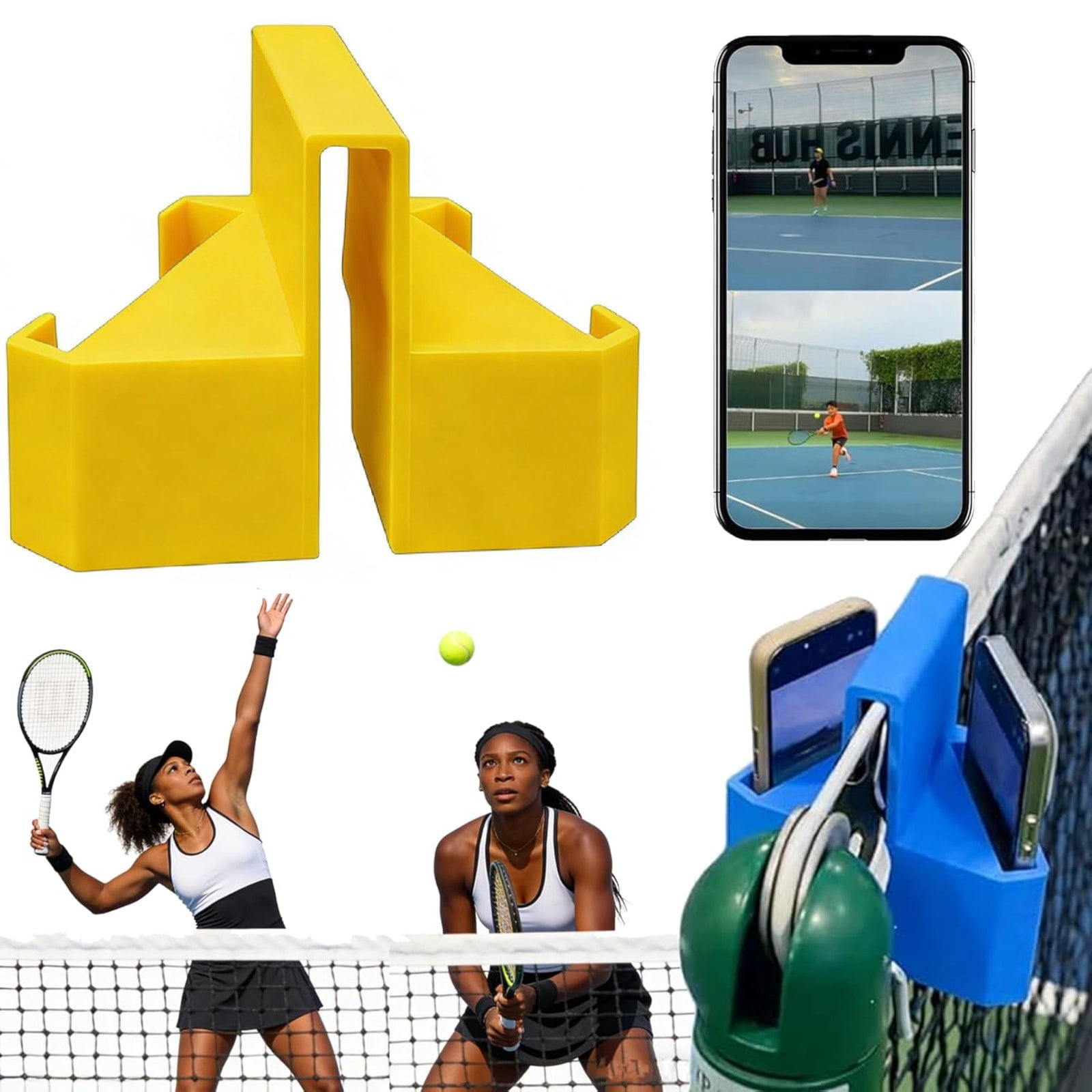 Tennis Camera Mount, Two Perspectives Net Mount Phone Holder, Secure ...