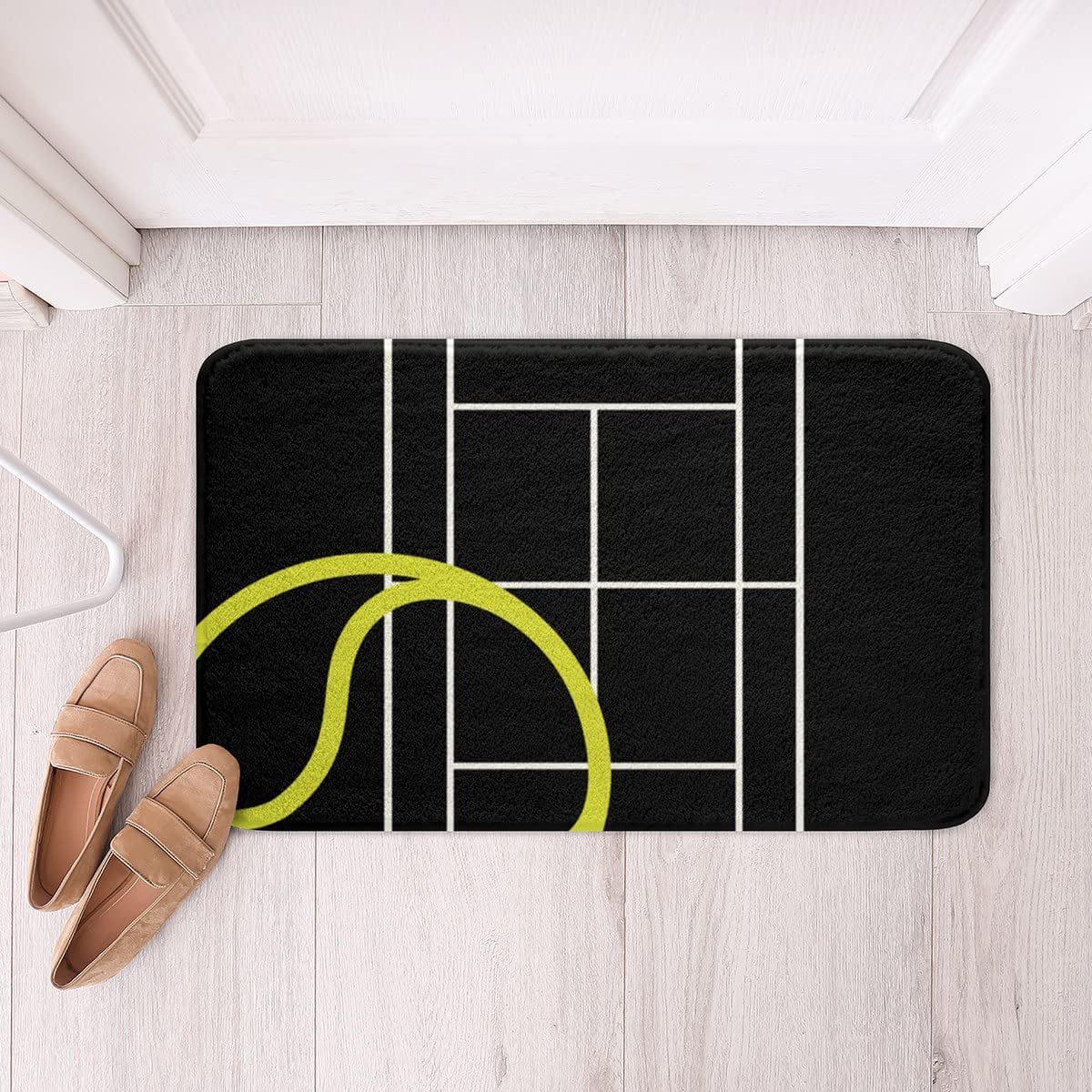 Tennis Court Print Bathroom Rug Mat Fleece Boys Ball Sports Games ...