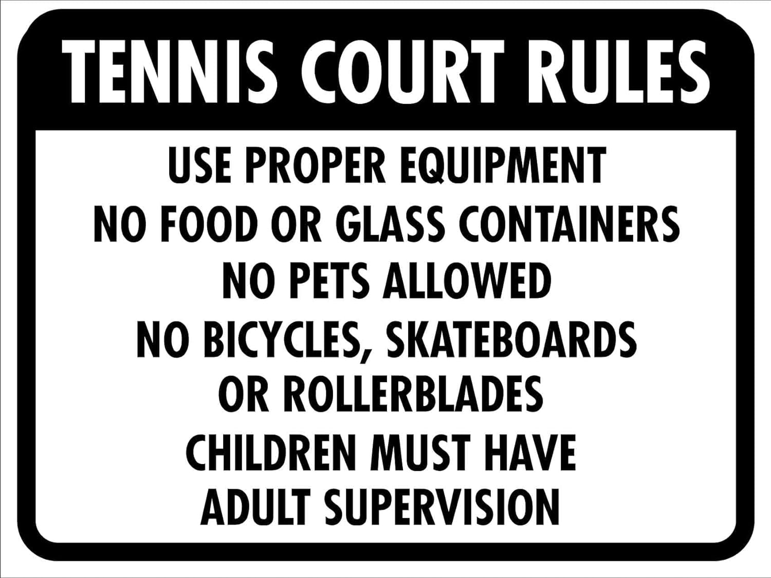 Tennis Court Rules 2 Sign Metal Tin Sign12x16 Inches Caution Danger ...