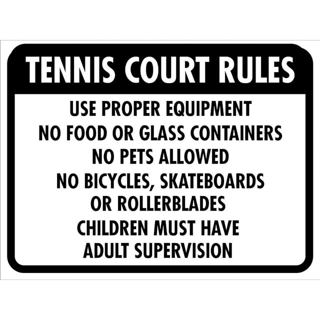 Tennis Court Rules 2 Sign Metal Tin Sign12x16 Inches Caution Danger ...