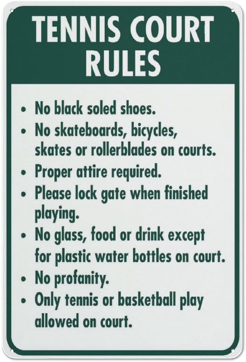 Tennis Court Rules 3 Sign Signs Outdoor Uv Printed Aluminum 12 X 8 In ...