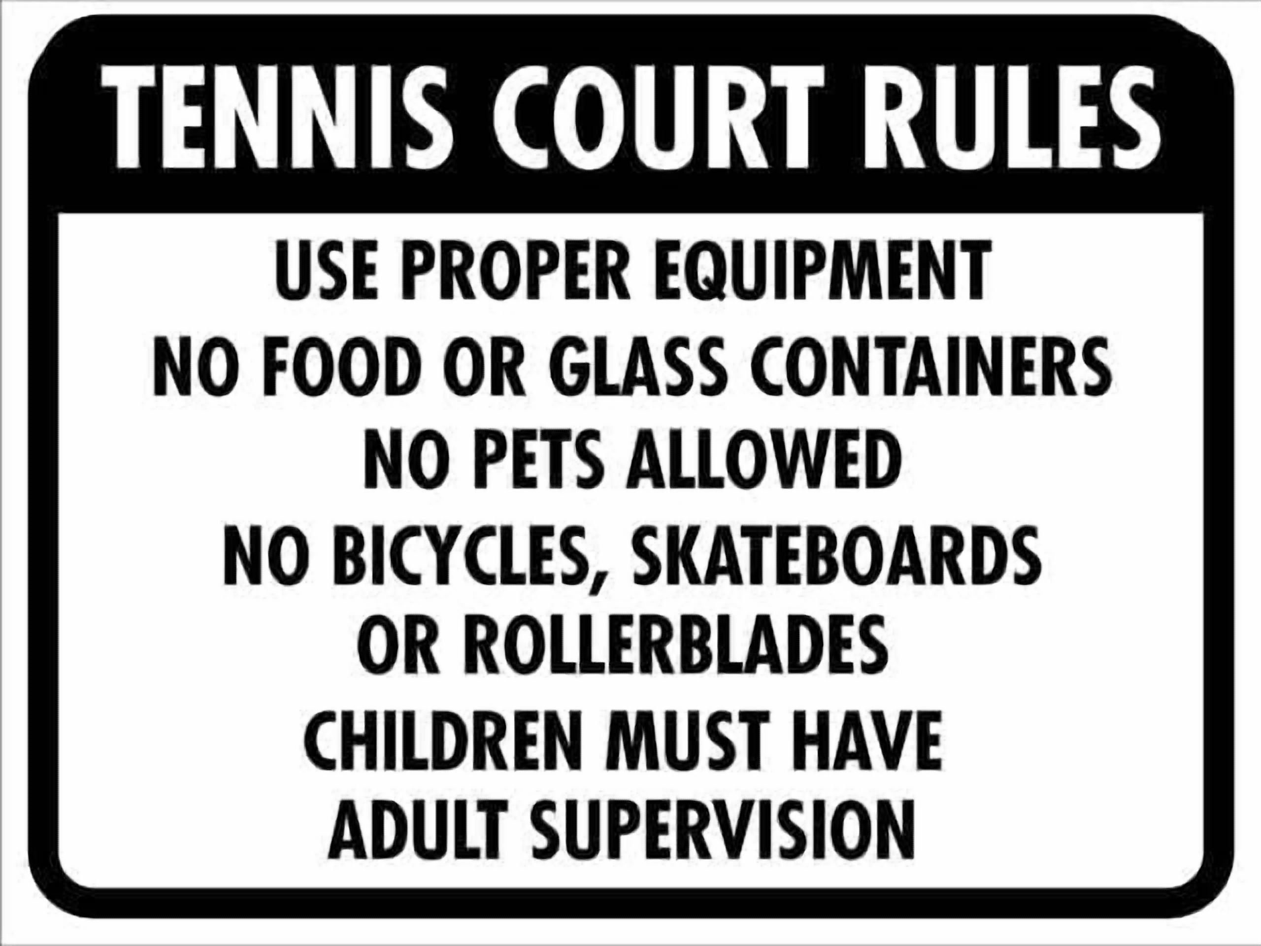 Tennis Court Rules Sign Restriction Alert Attention Caution Warning ...
