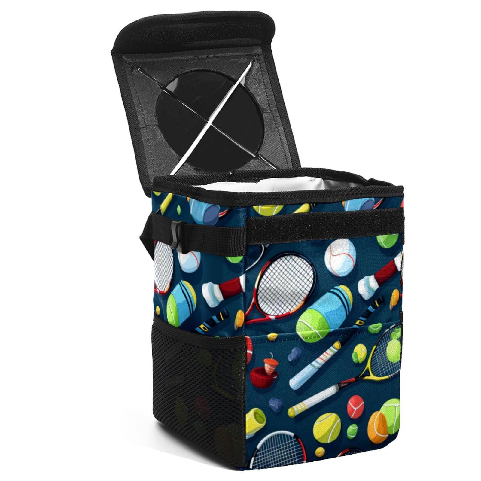 Tennis Foldable Car Trash Bin with Lid, Leak-Proof Mini Trash Can, Car ...